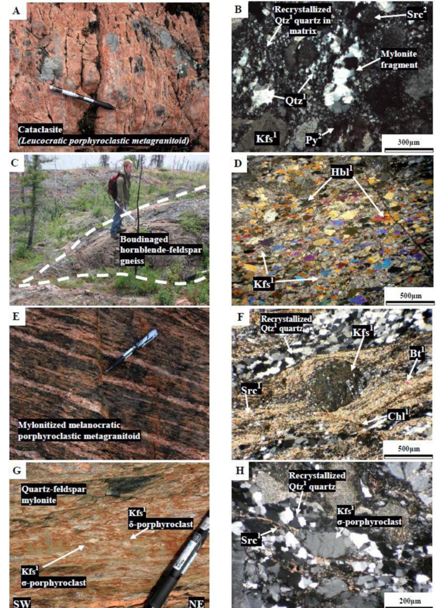 Photographs of the three main lithostructural units in the