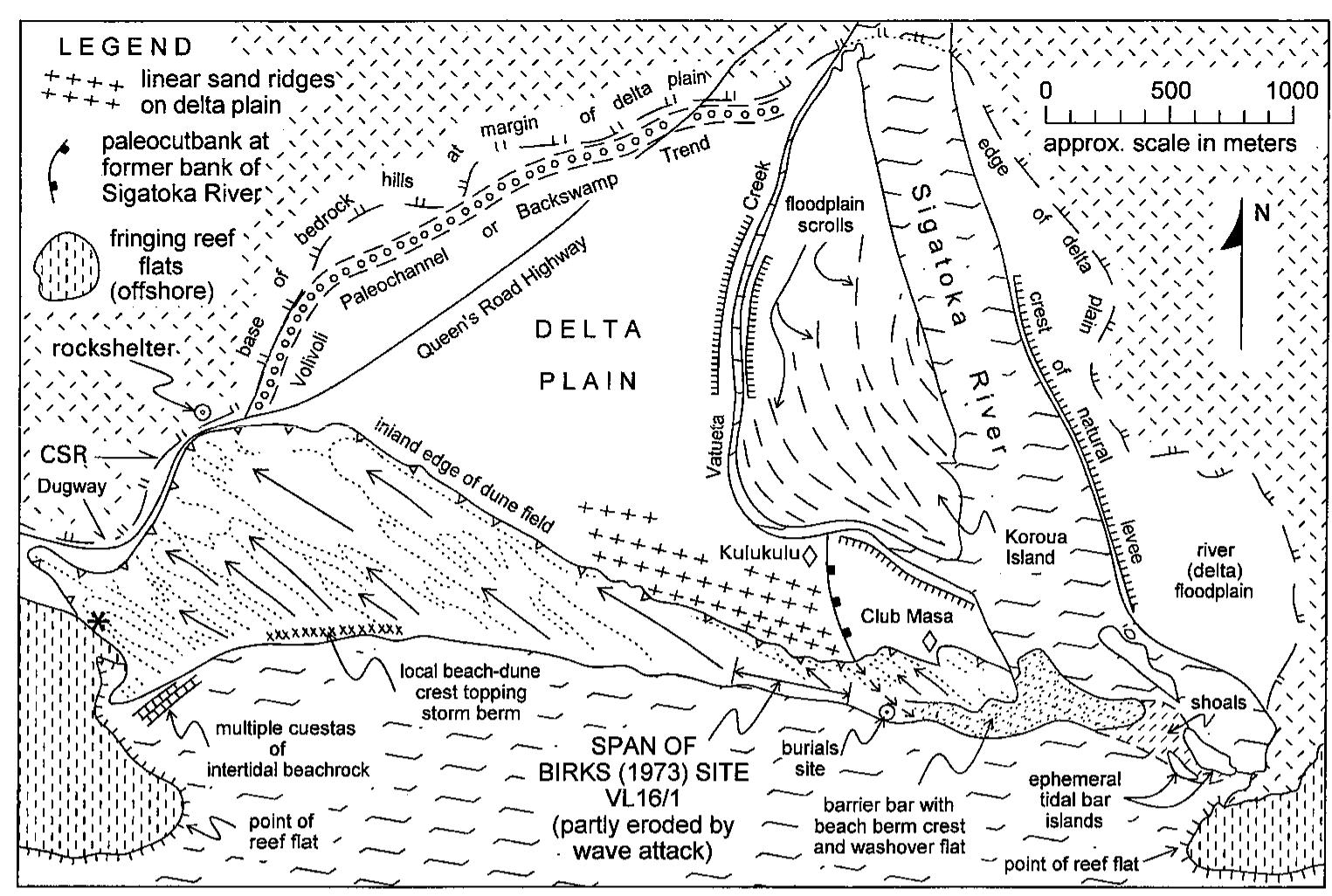 Geomorphic sketch map of sigatoka delta and dune field