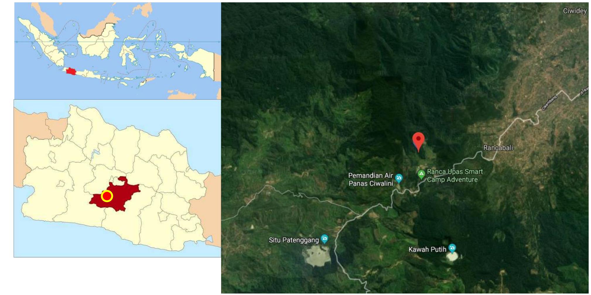 The map of ranca upas, ciwidey, bandung district, west java,