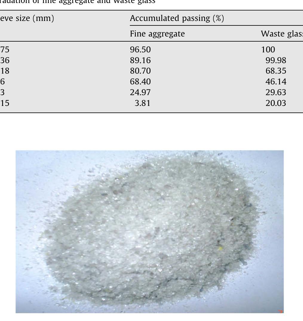 Sample of glass waste. table 4