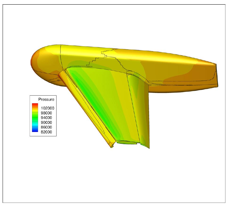 Trap wing configuration — wall pressure.
