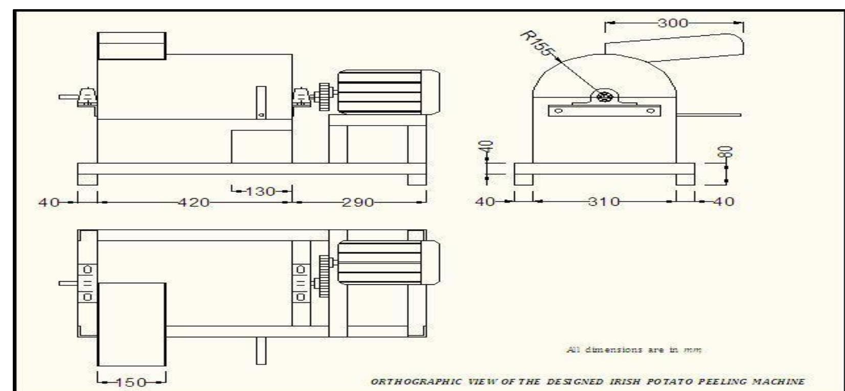 Lsometric drawing of irish potato peeling machine fig. 5.