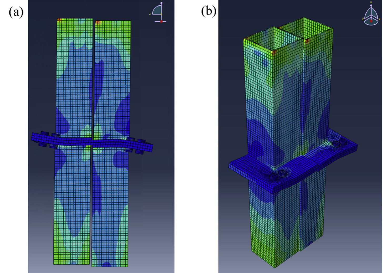 Deformed shapes of c3 (a) front view (b) 3-d view at early
