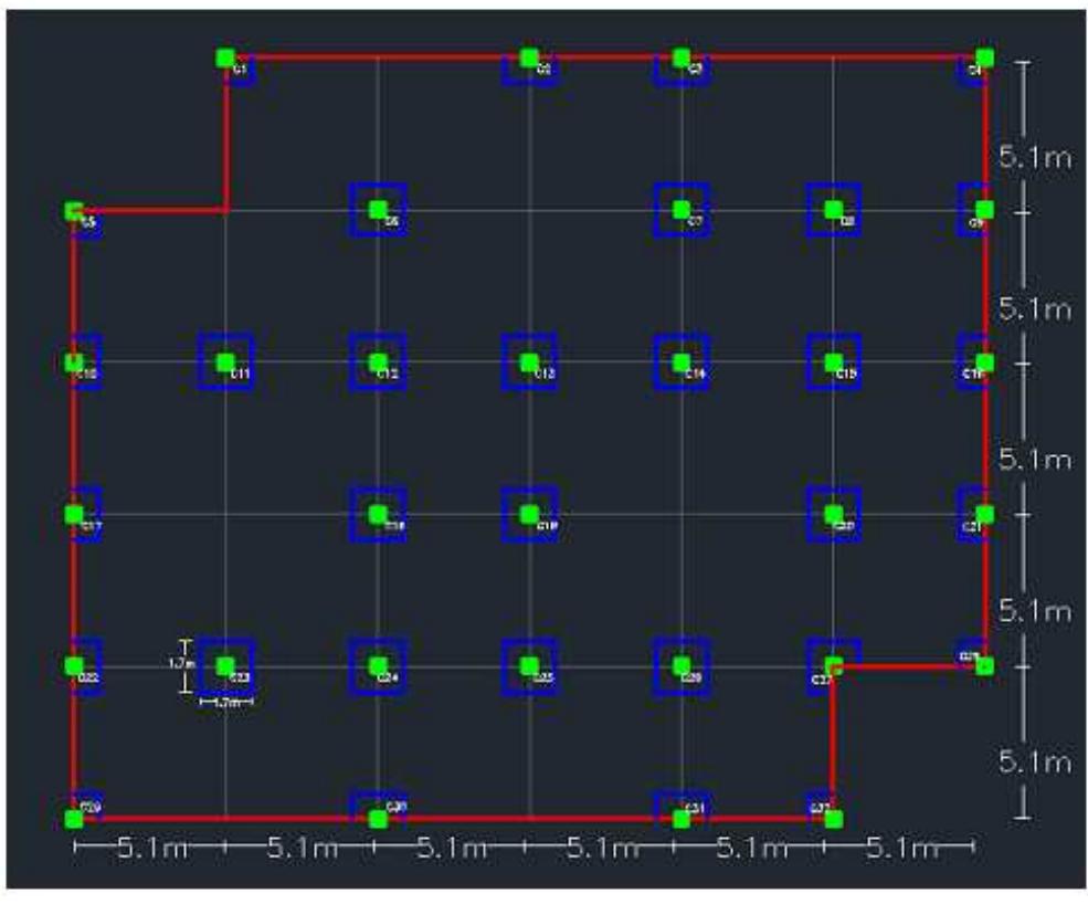 Plan of g+7 storey building of flat slab structure where, dl