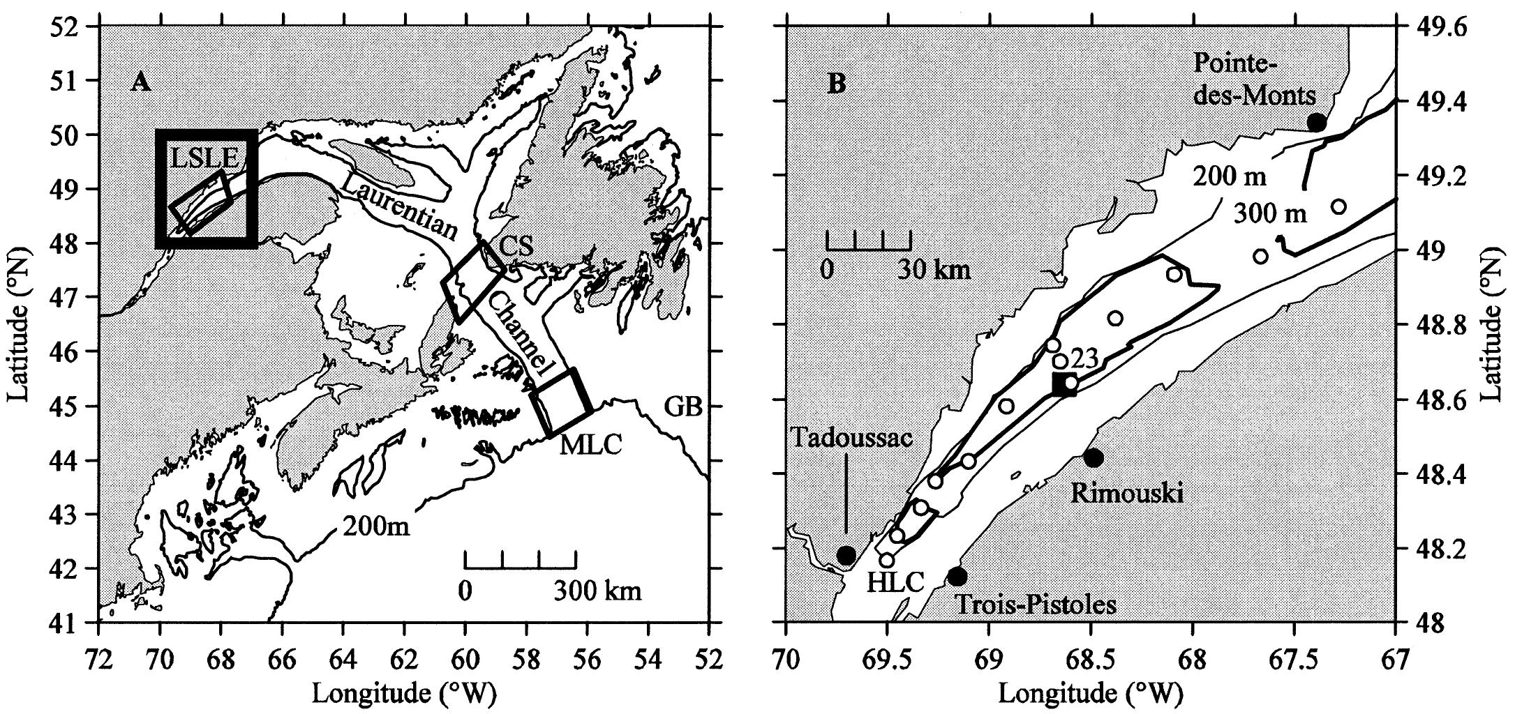 (a) map of the gulf of st. lawrence showing the 1240-km-long