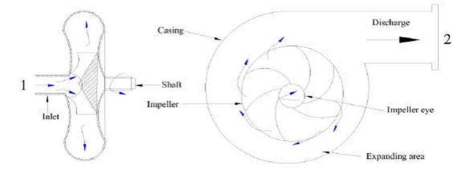 Schematic of a typical centrifugal pump