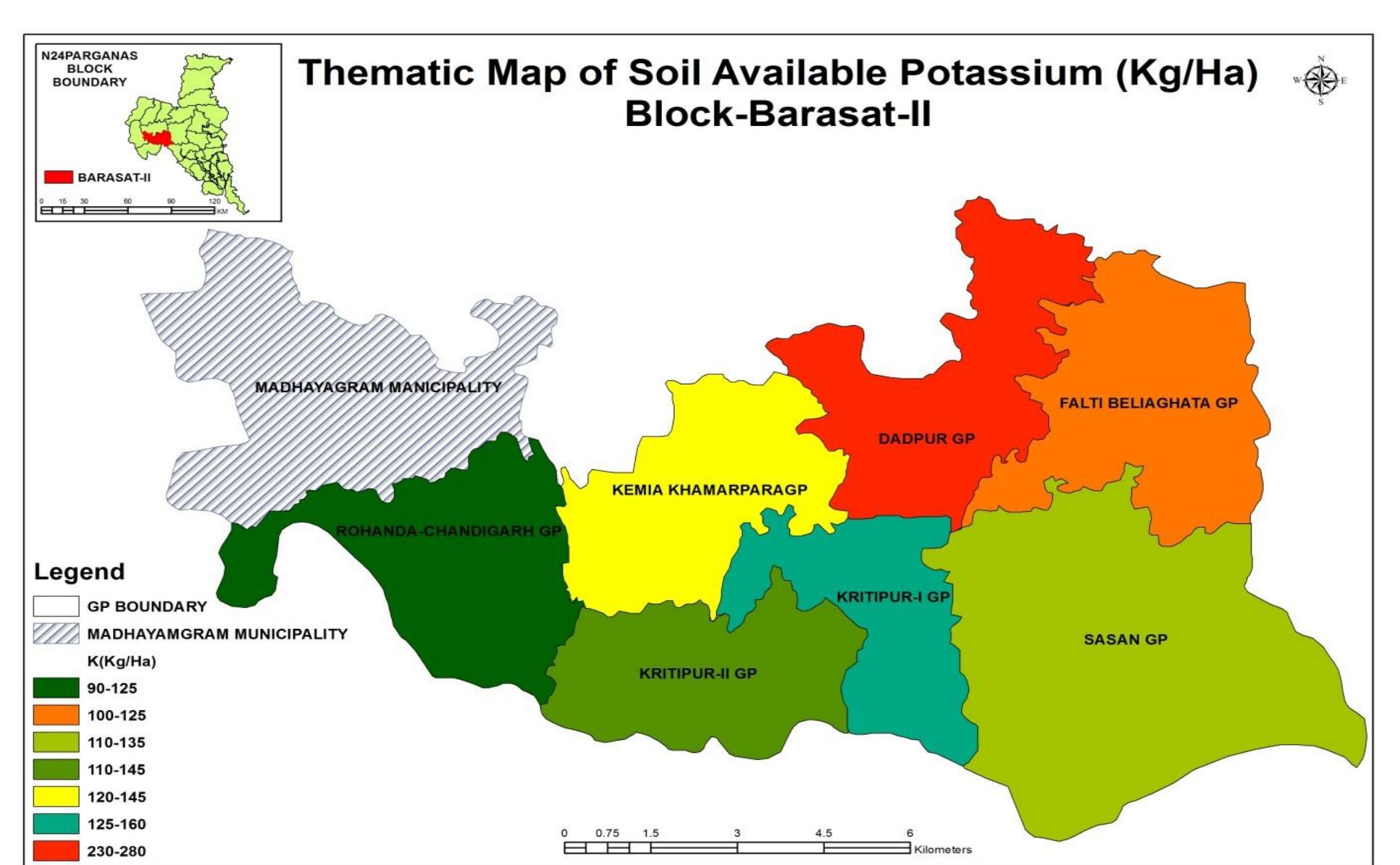 Themetic map of soil available potassium