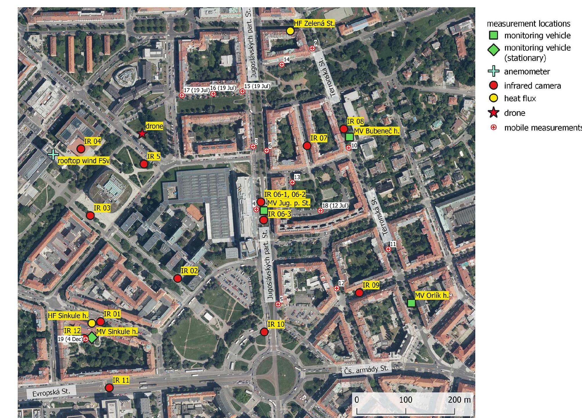 Map of measurement locations. orthophoto was provided by the