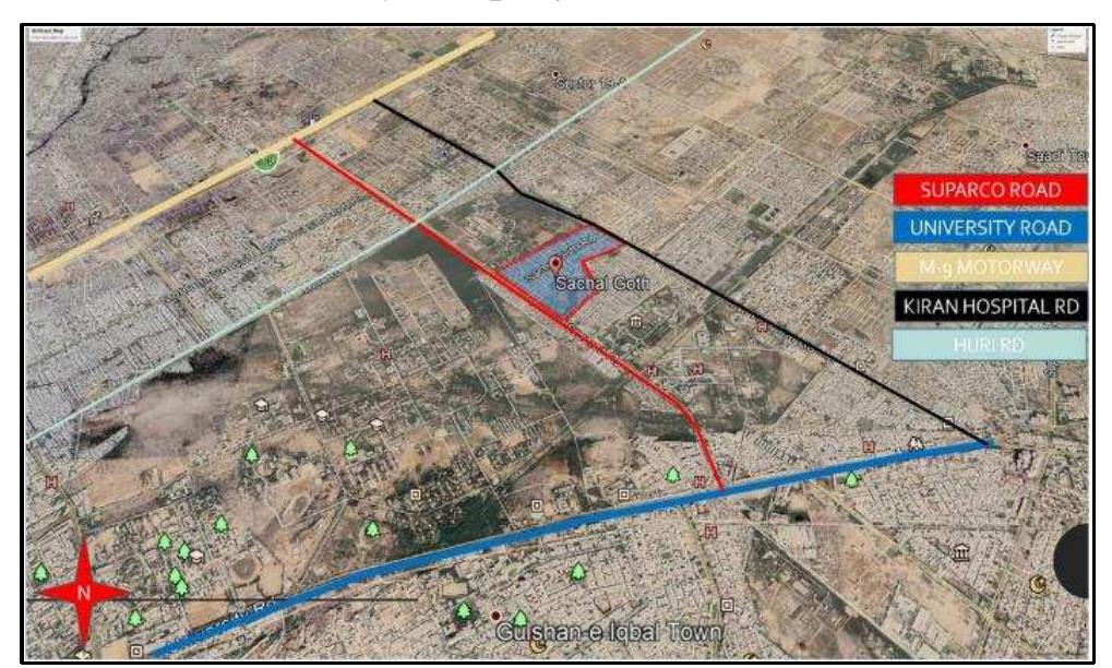 Road connectivity map of sachal goth source: author’s