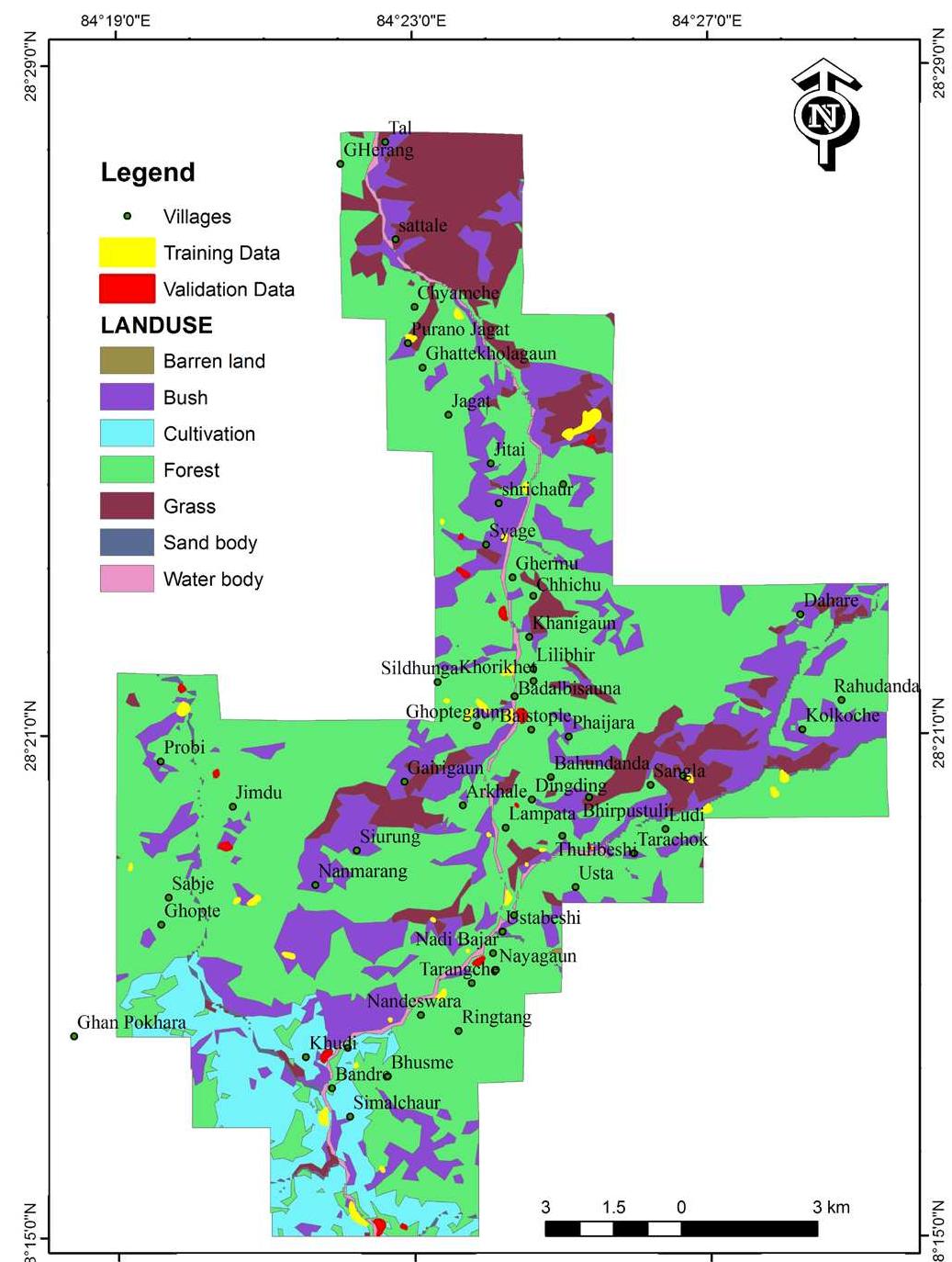 Landslide inventory map shown with validation data and