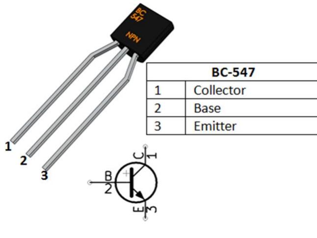 Bc547 is an npn transistor hence the collector and emitter