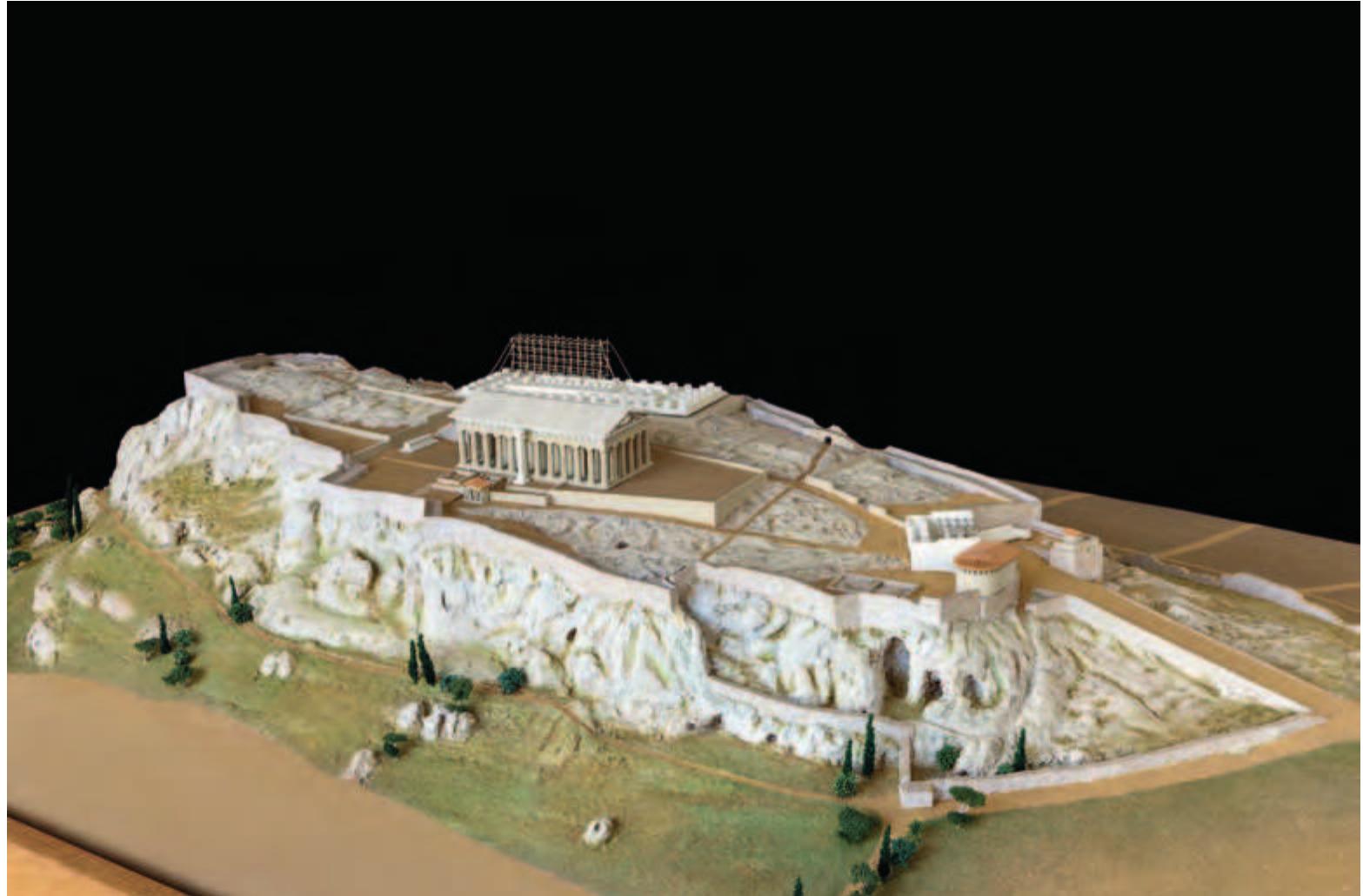 Model of the late archaios neos with the old temple for