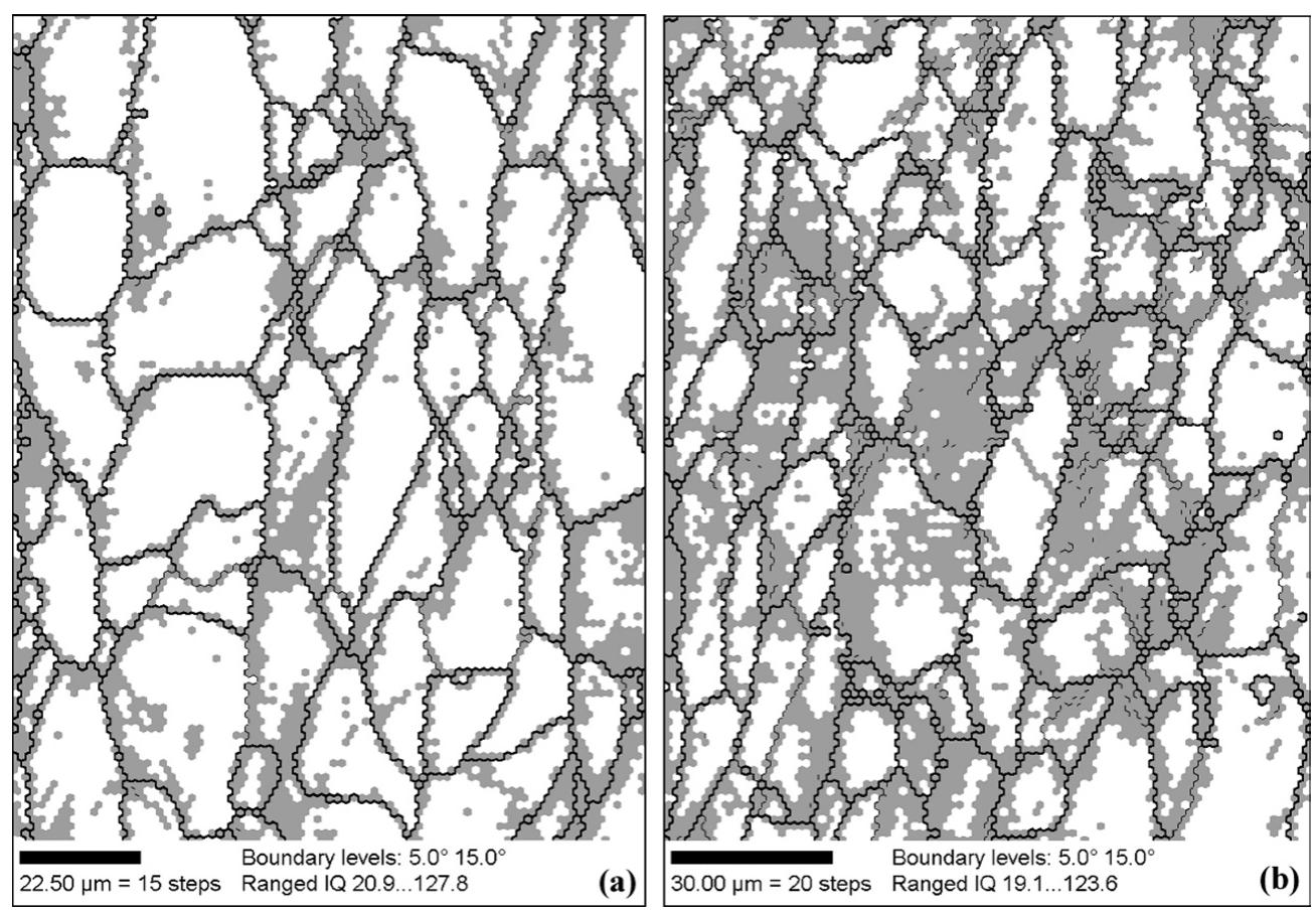 ‘ig. 5. iq maps of (a) a2 microstructure and (b) a3