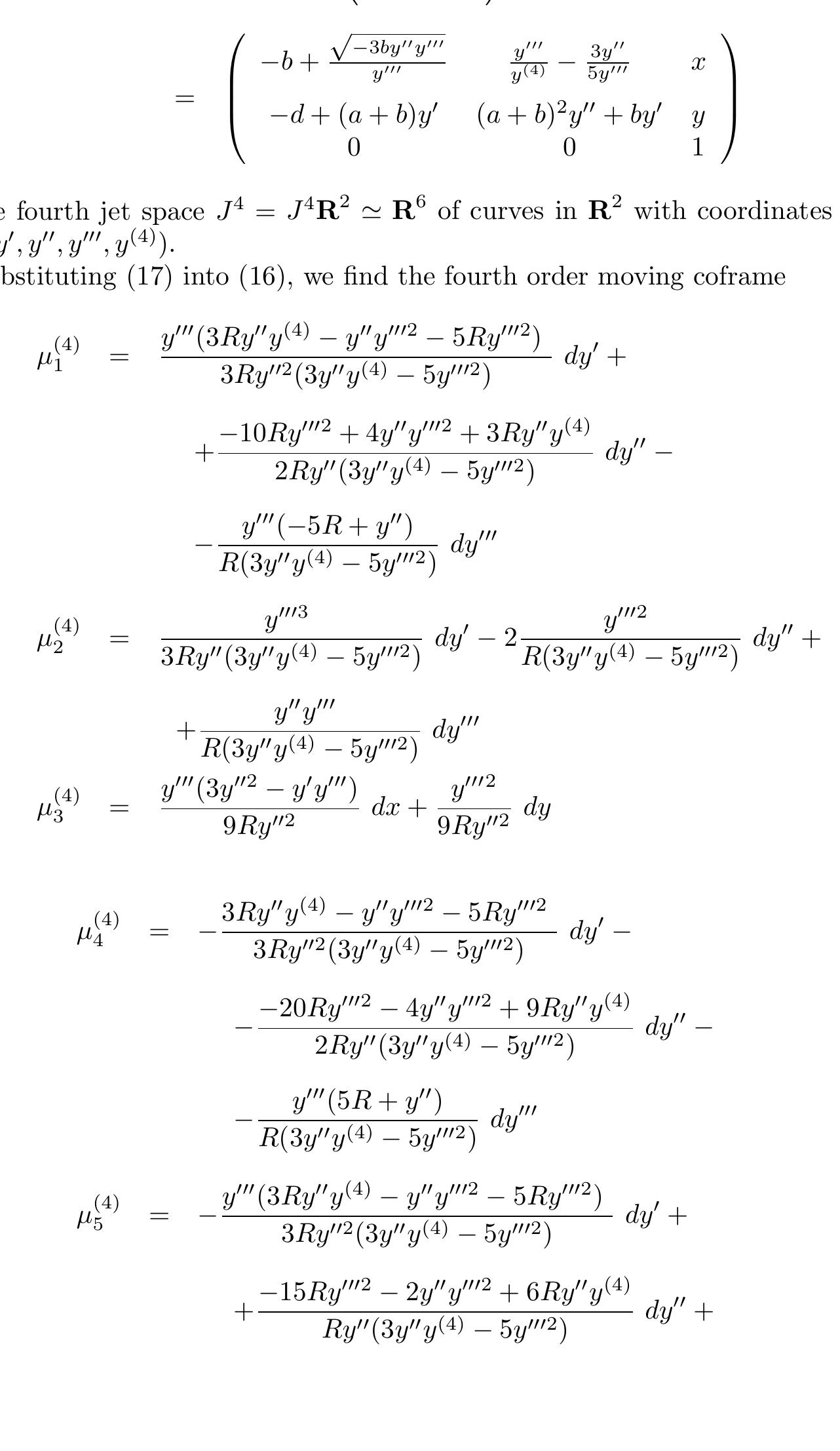 Table 2 - Affine Differential Invariants for Planar Curves
