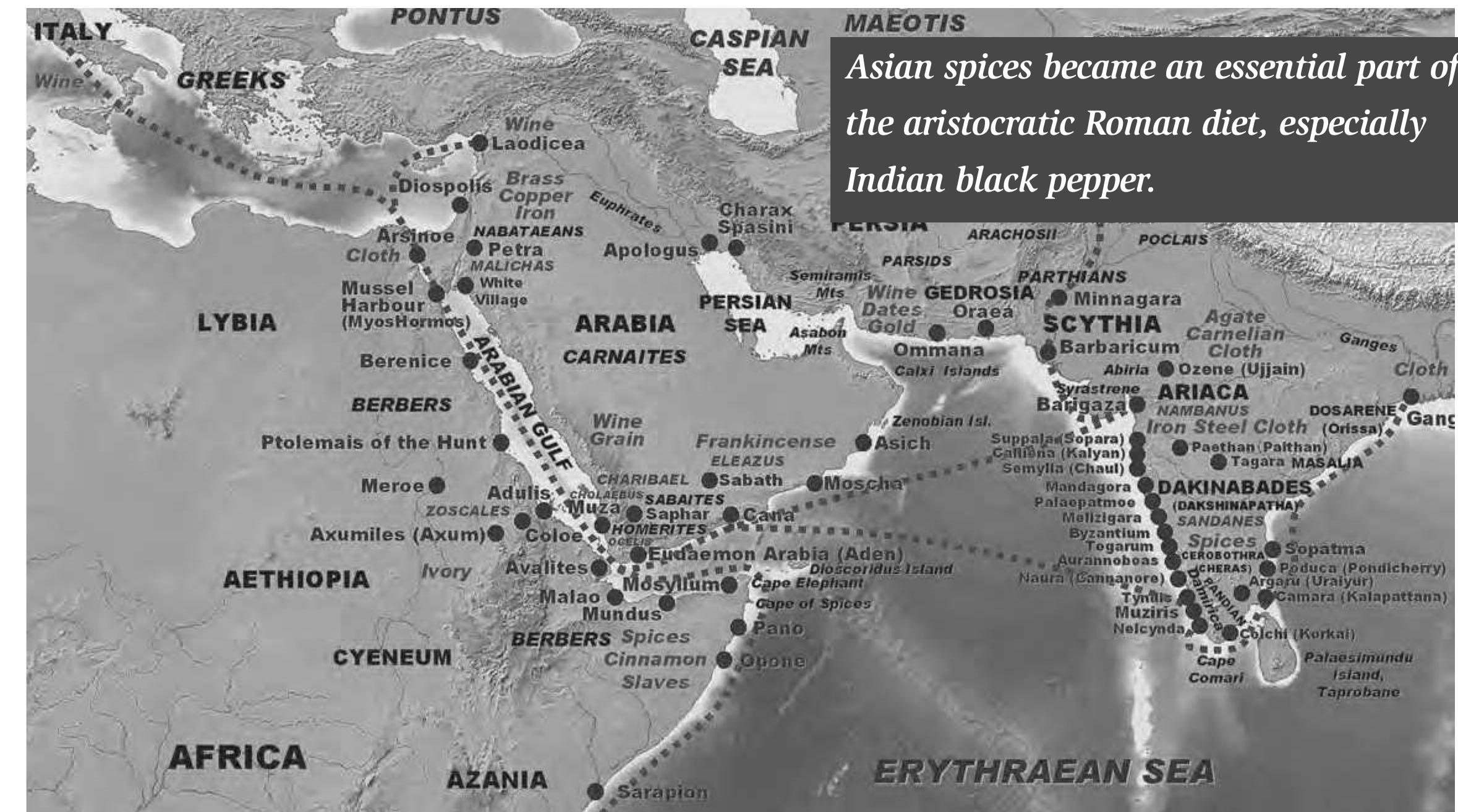 Locations, names, and routes of roman trade with india