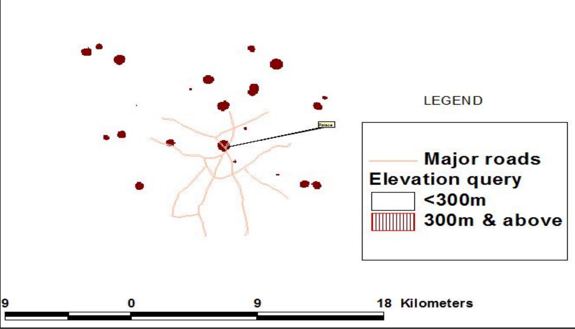 Map showing elevation query.