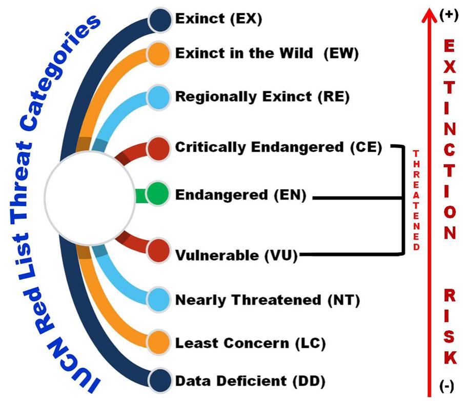 Iucn red list threat categories and their risk level ‘ red