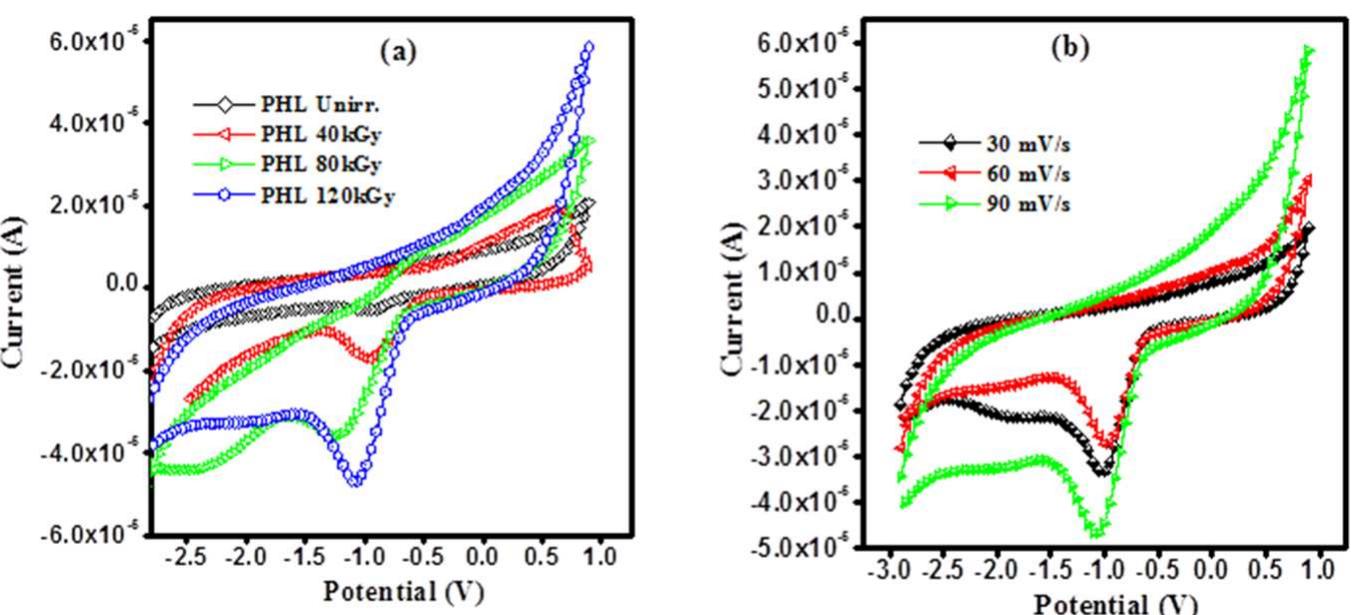 Cyclic voltammetry curves of phl10 polymer electrolyte film: