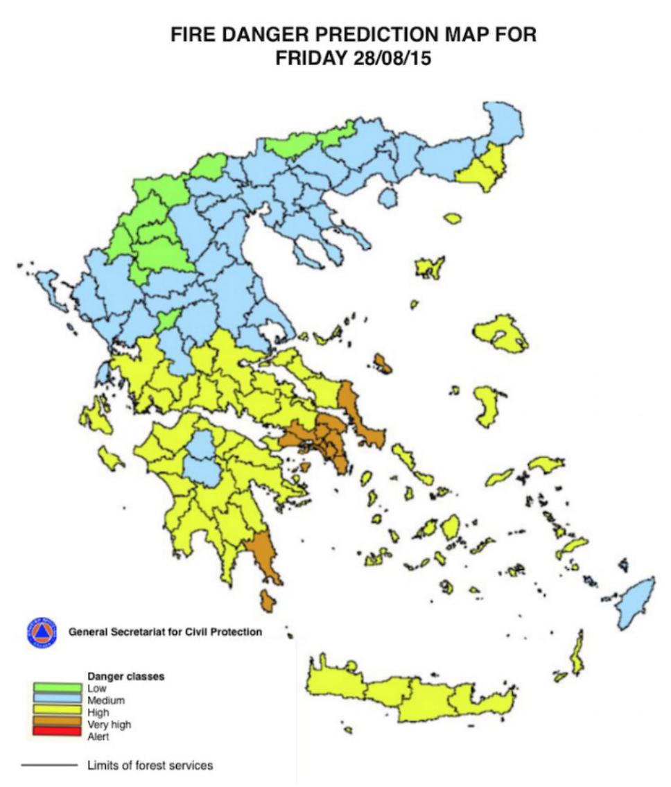 Daily fire prediction map at national scale for the day 28