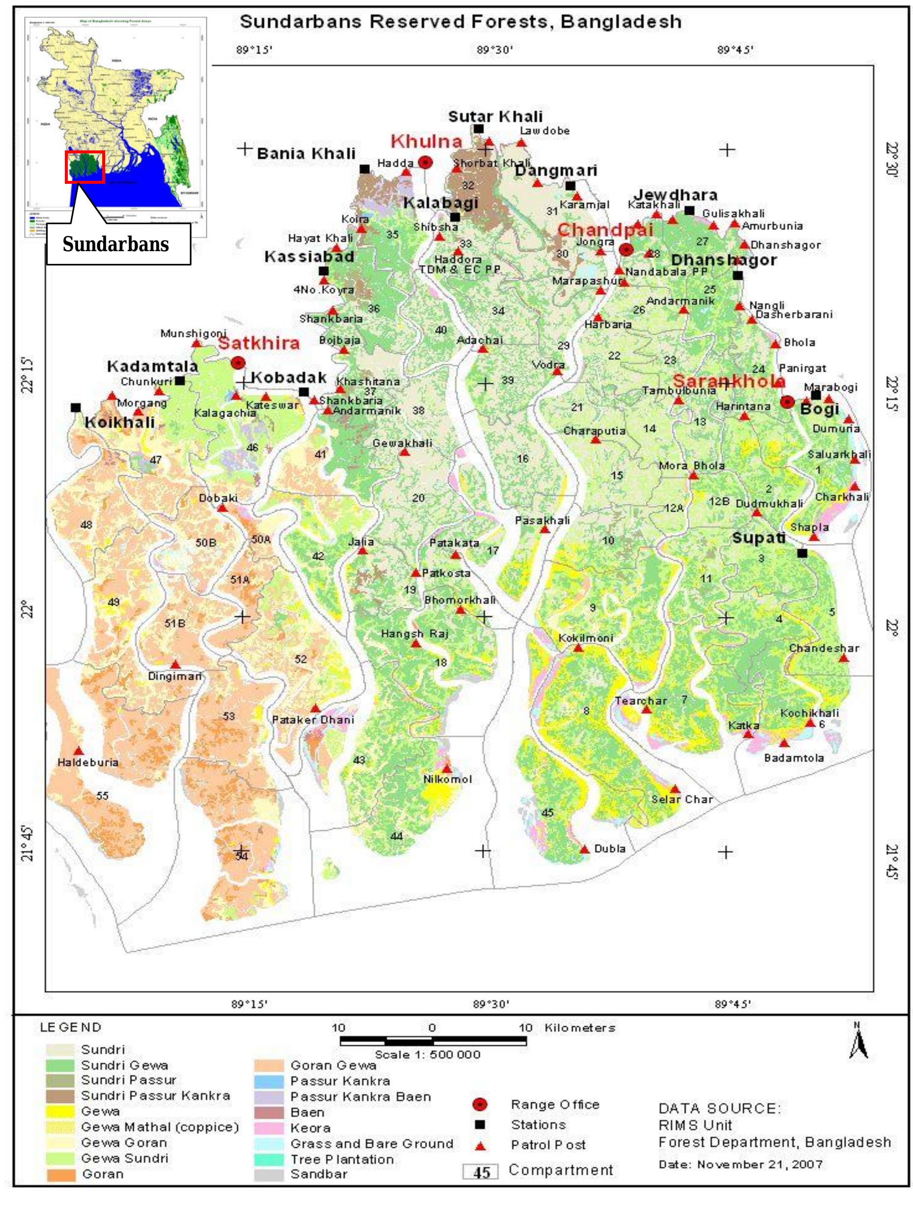 -3: map of sundarbans, bangladesh (source: forest