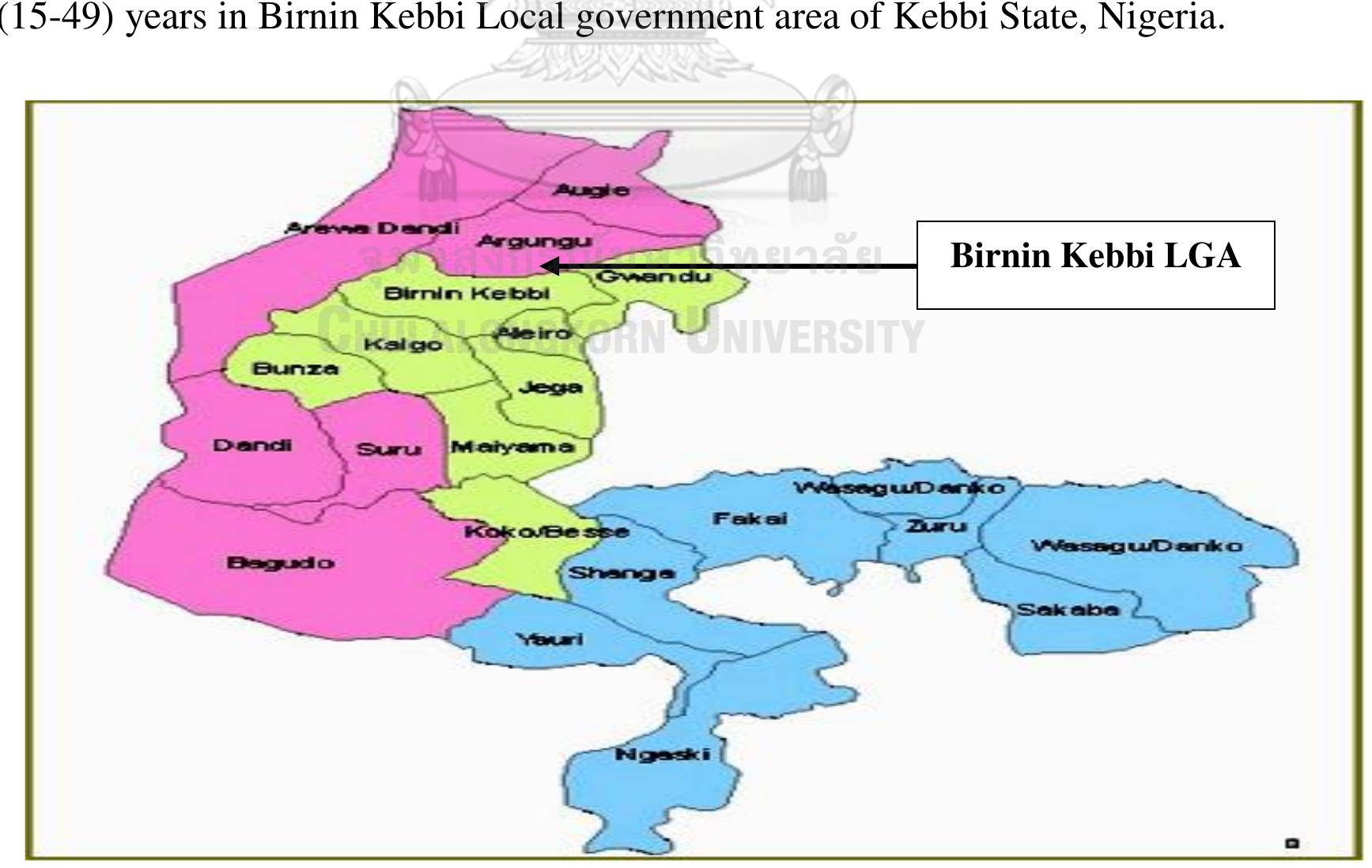 Map of kebbi state showing birnin kebbi lga 012). this study