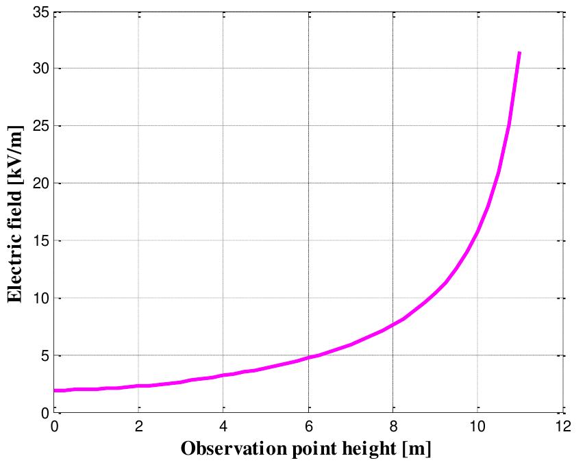 Electric field profile as a function of the observation