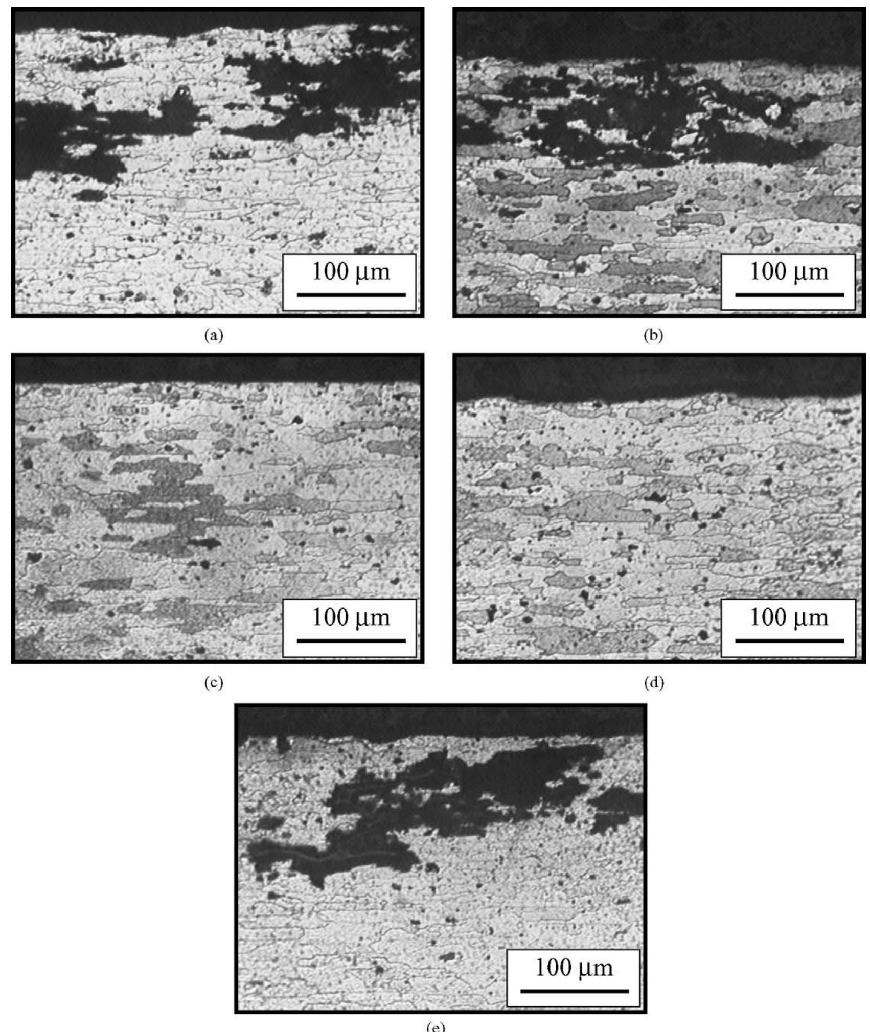 Shows the cross-sections of the igc test samples held in 30
