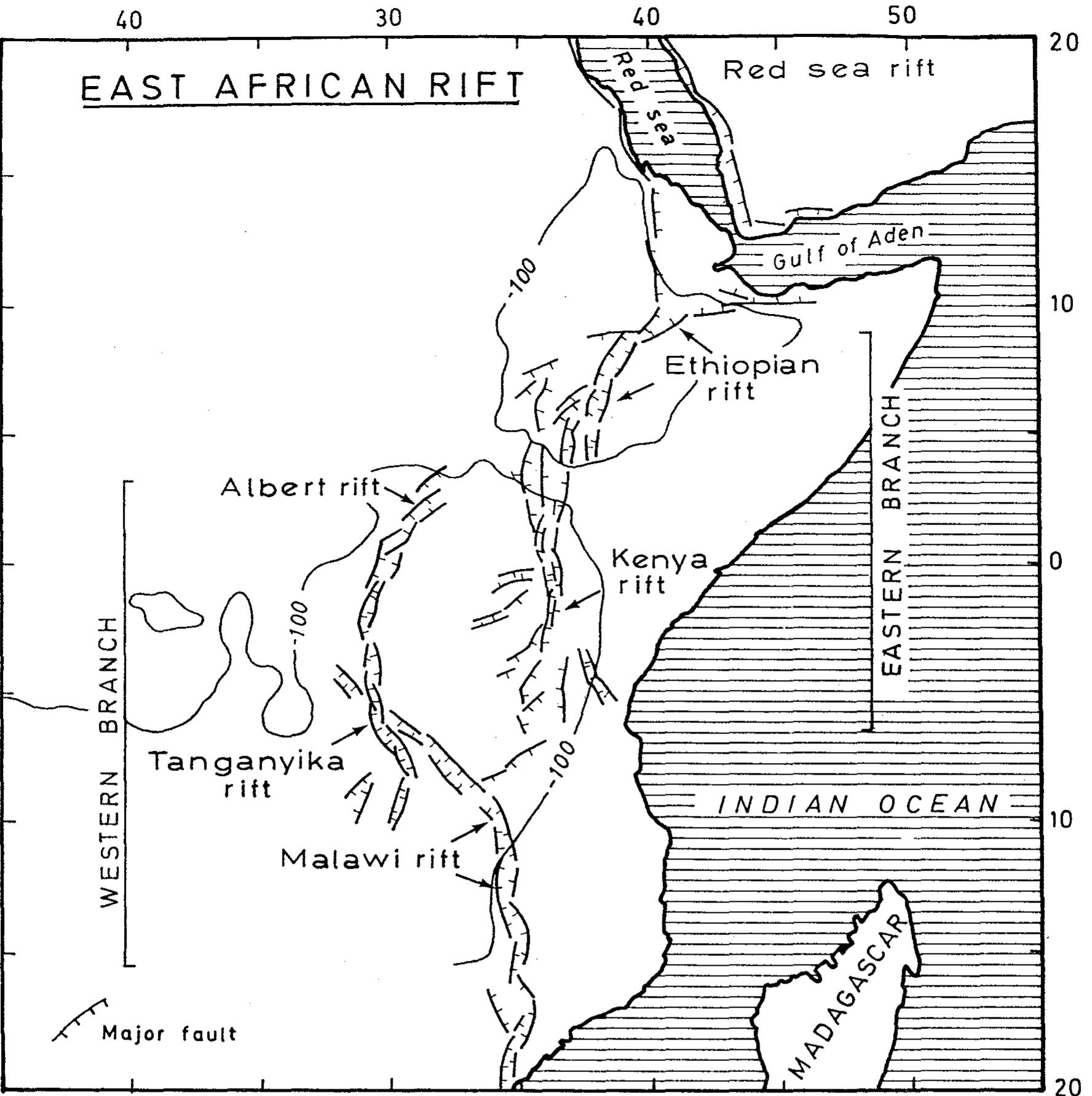 - general map of the east-african late tertiary to recent