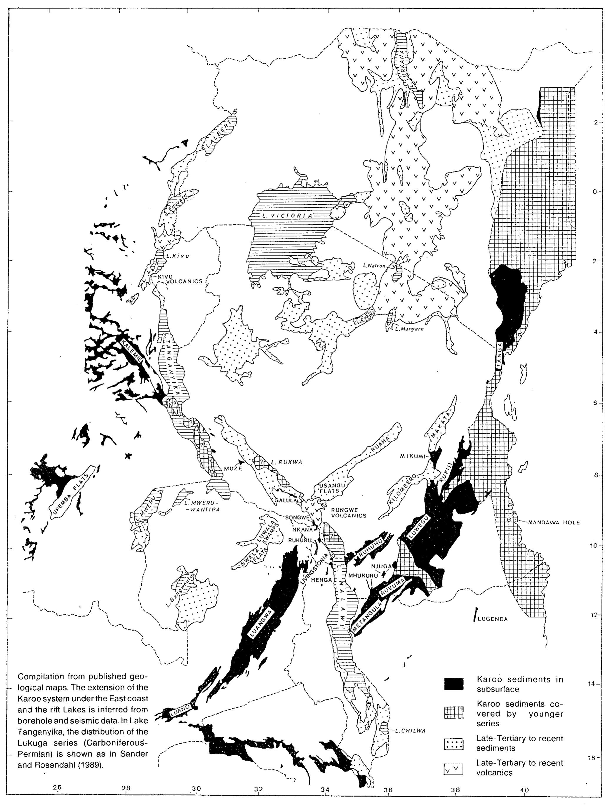 Plate 1. - distribution of karoo and late tertiary to recent
