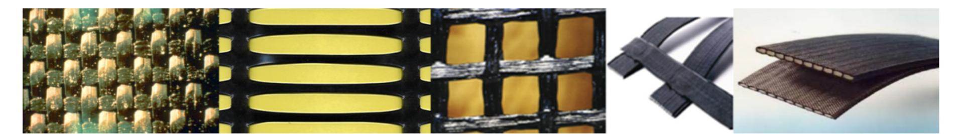 Examples of (from left to right) woven geotextile, extruded