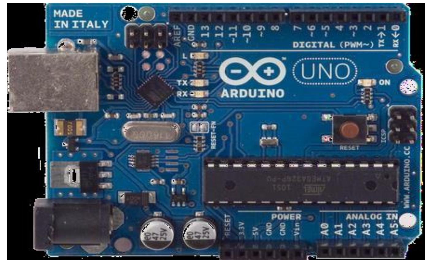 The arduino uno board the stand for our device, a