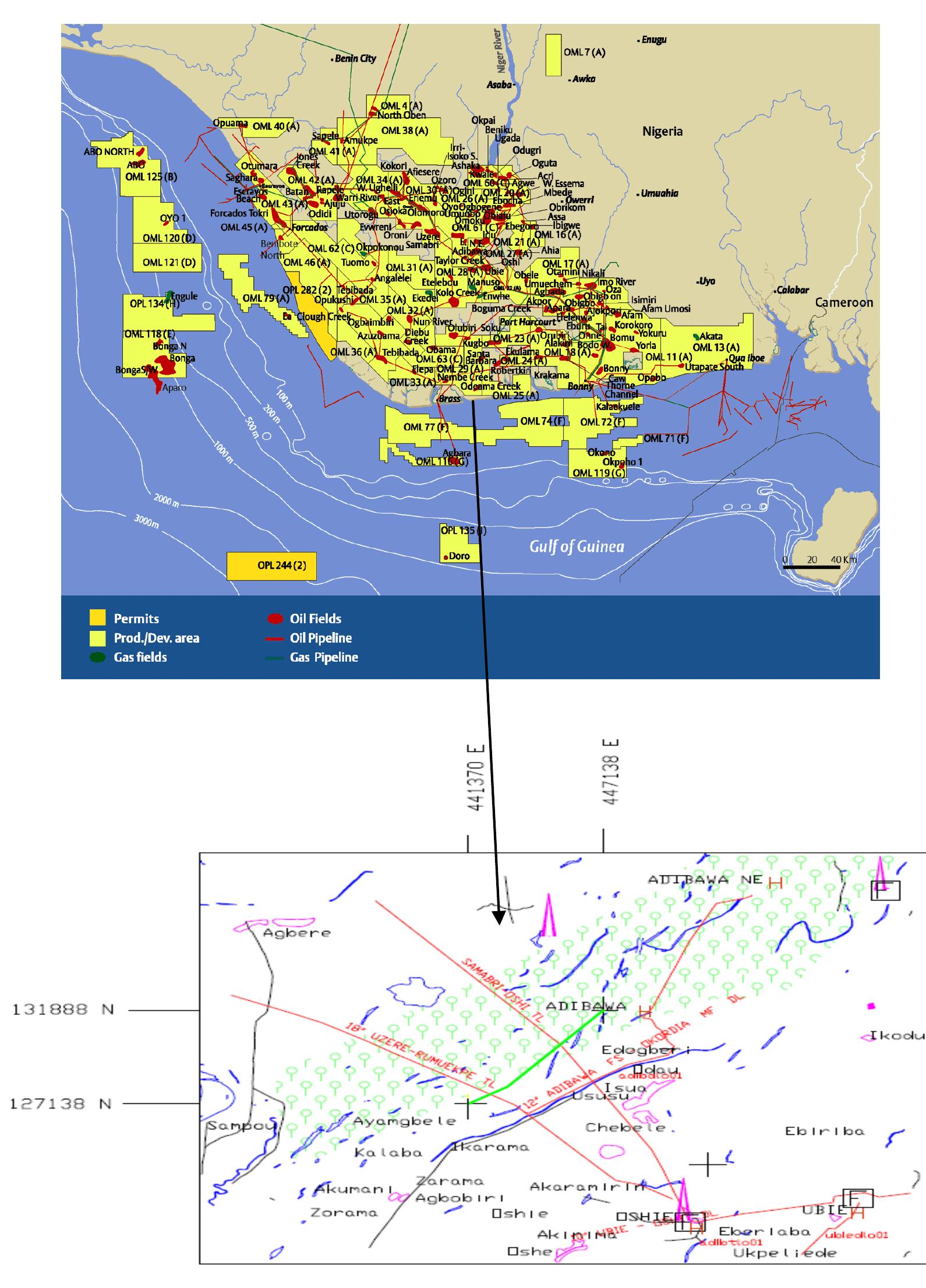 Map of niger delta showing the study area characteristics of