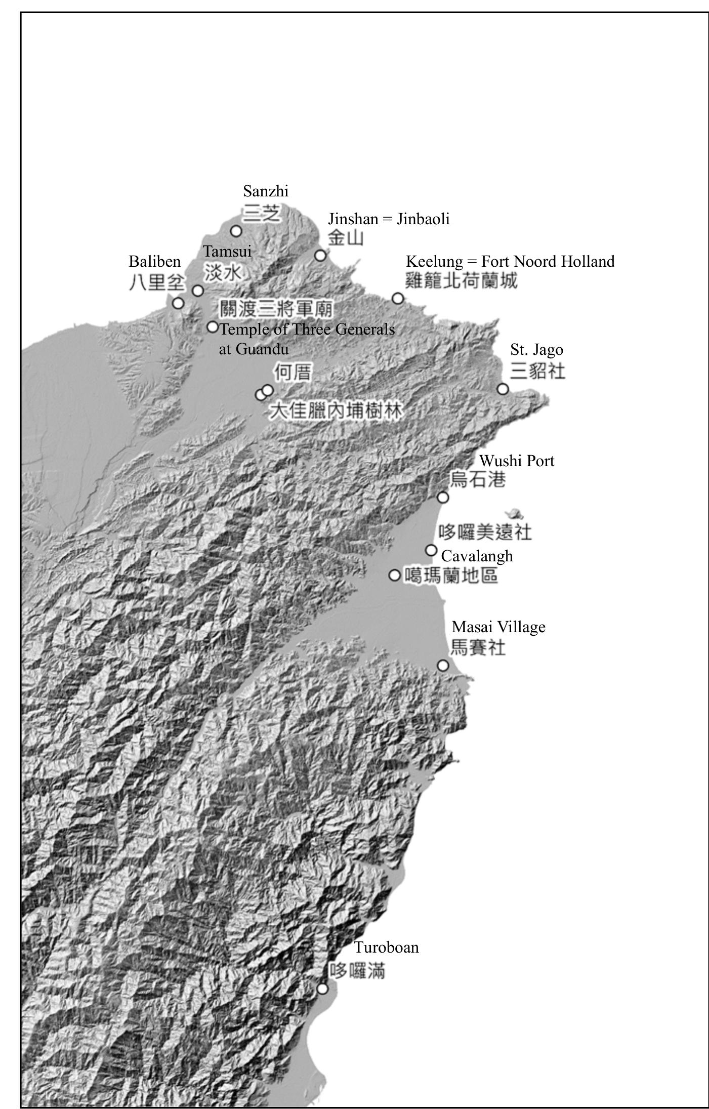 Attached map - the locations and geographical names related