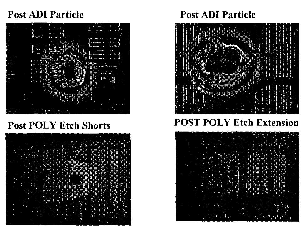 Examples of defect types with high kill ratio found during