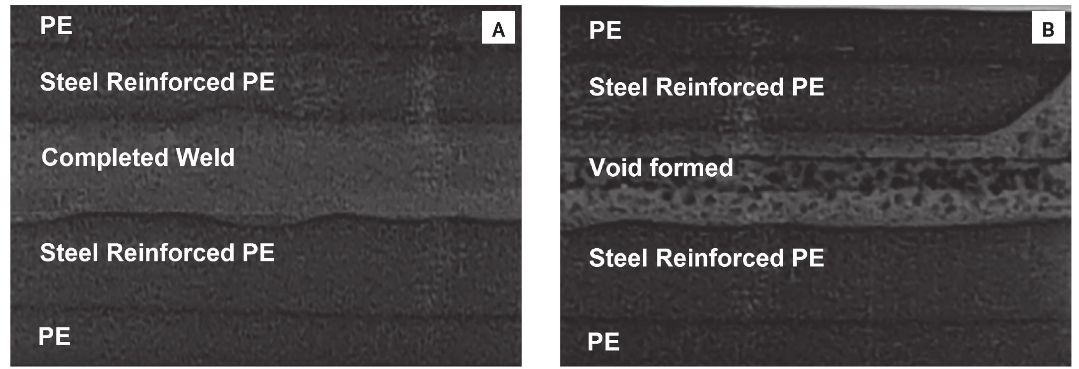 x-ray images of welded srpe from welding with the