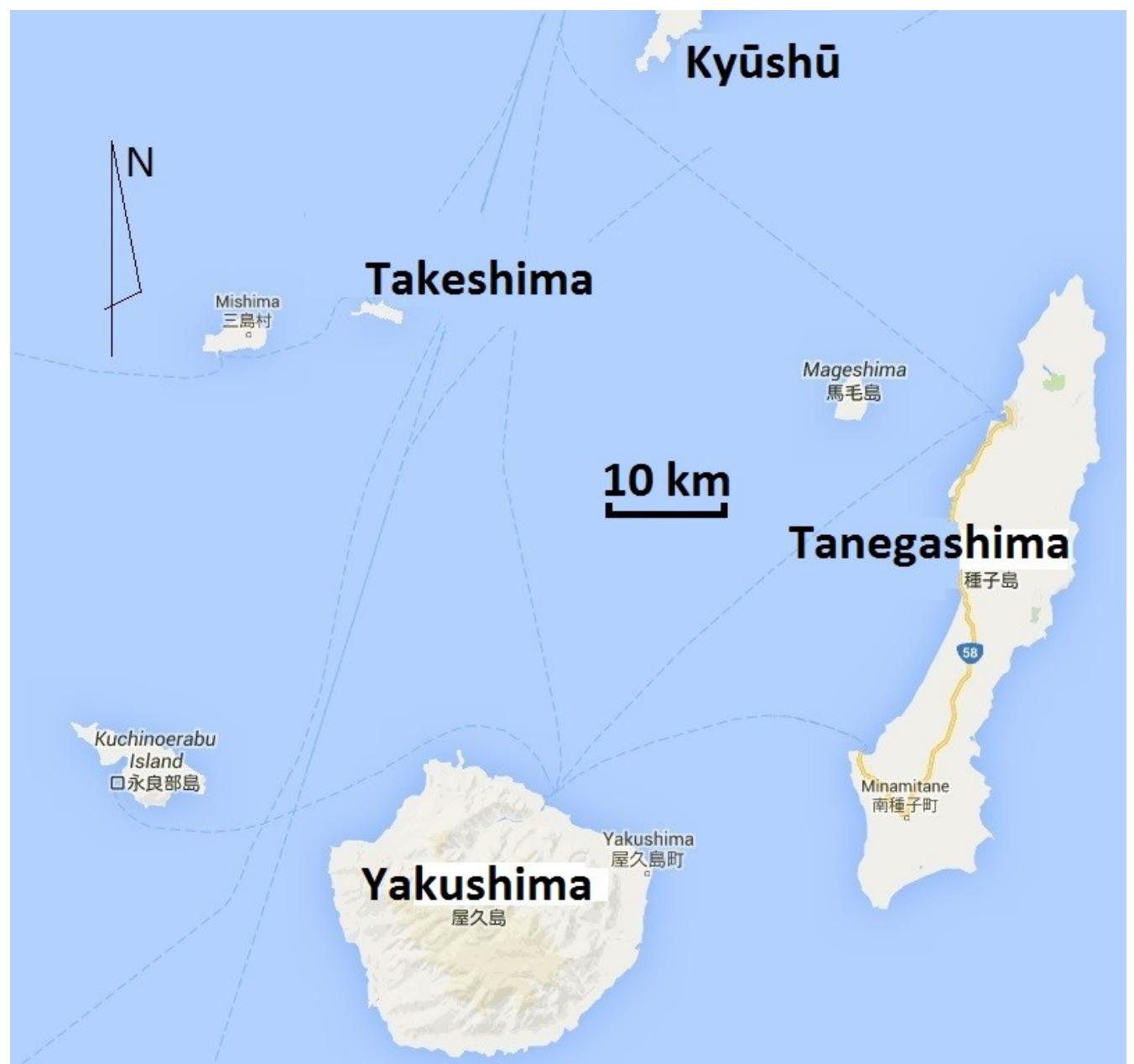 ‘ig. 7. general map of takeshima and yakushima