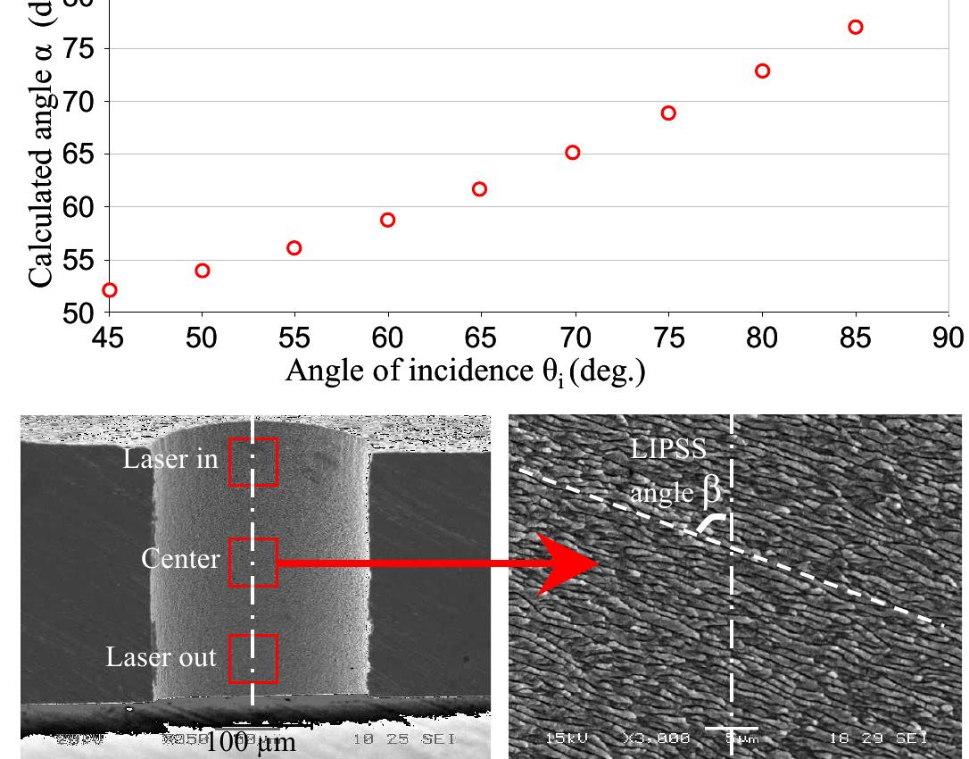 Sem view of a spray-hole cross section and a detail of the