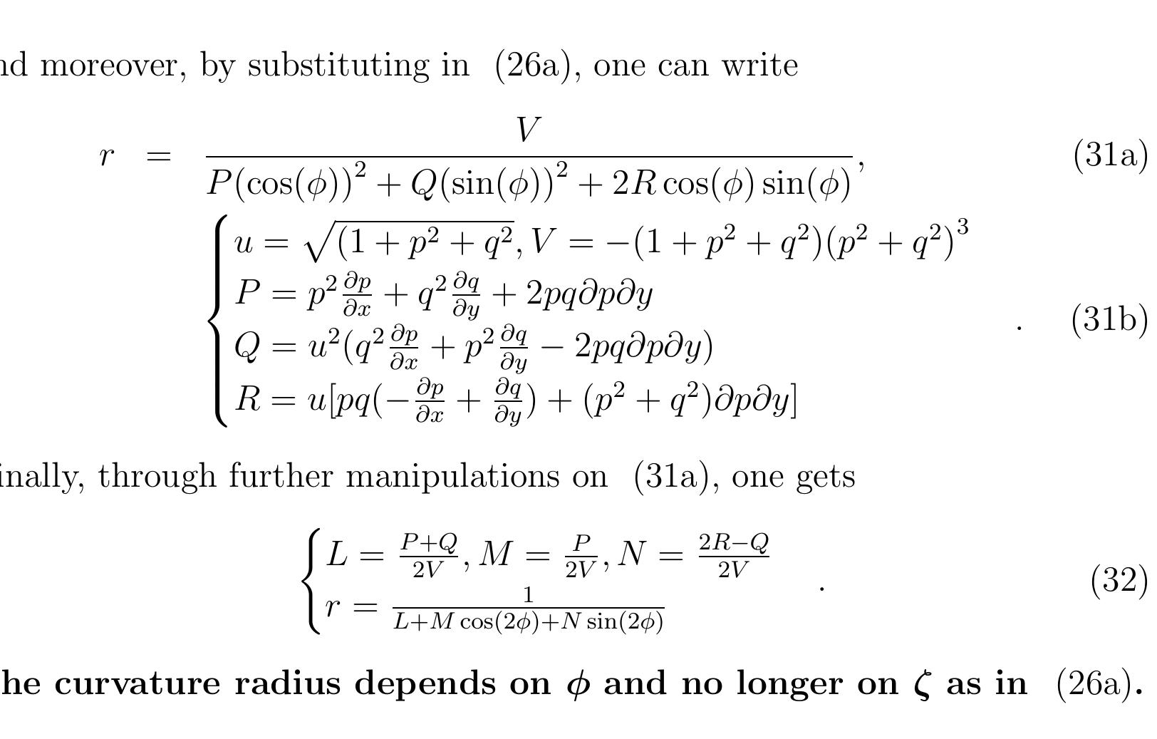 4 determination of superficial curvature at a point in order