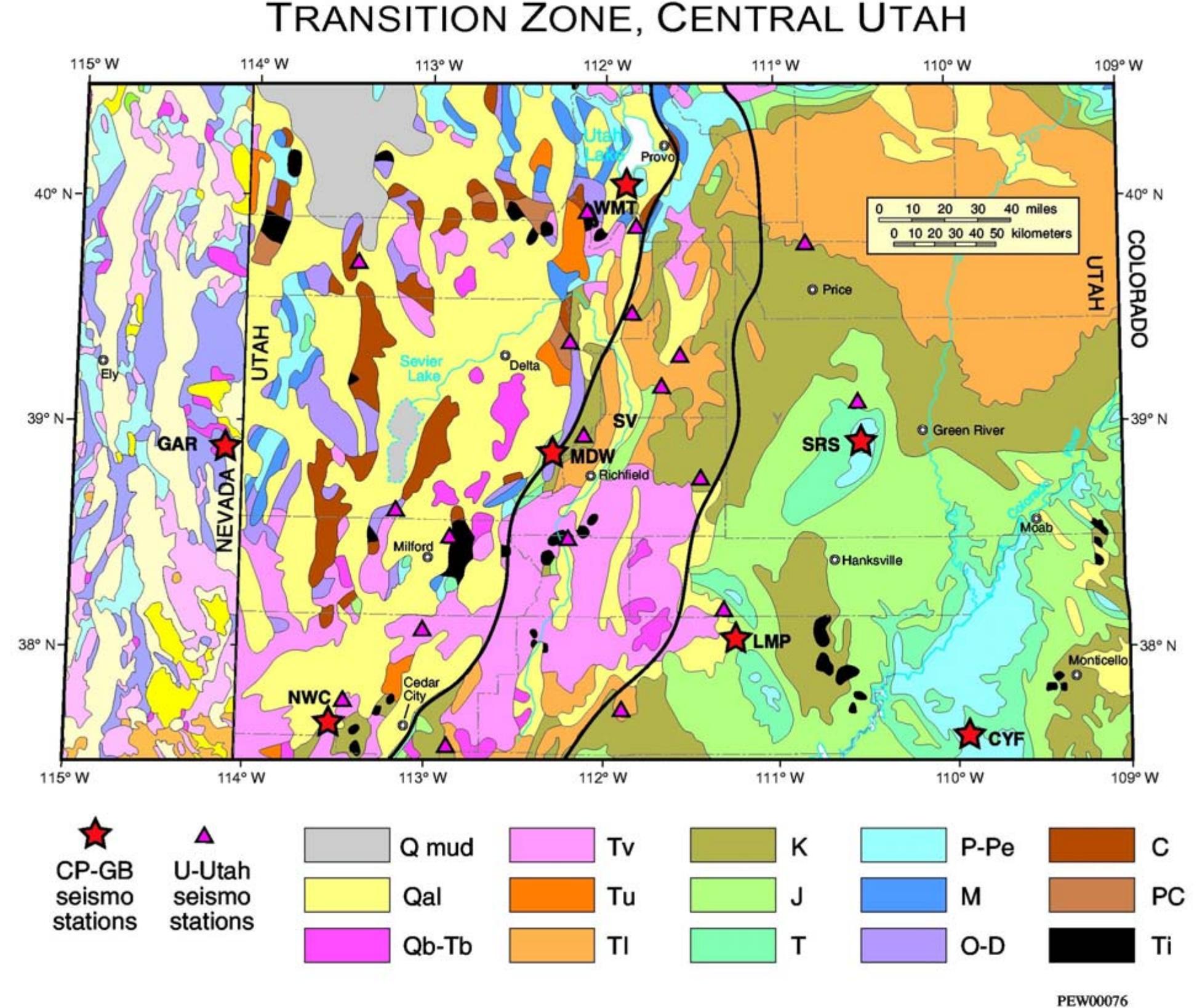 Generalized geologic map of central utah and easternmost