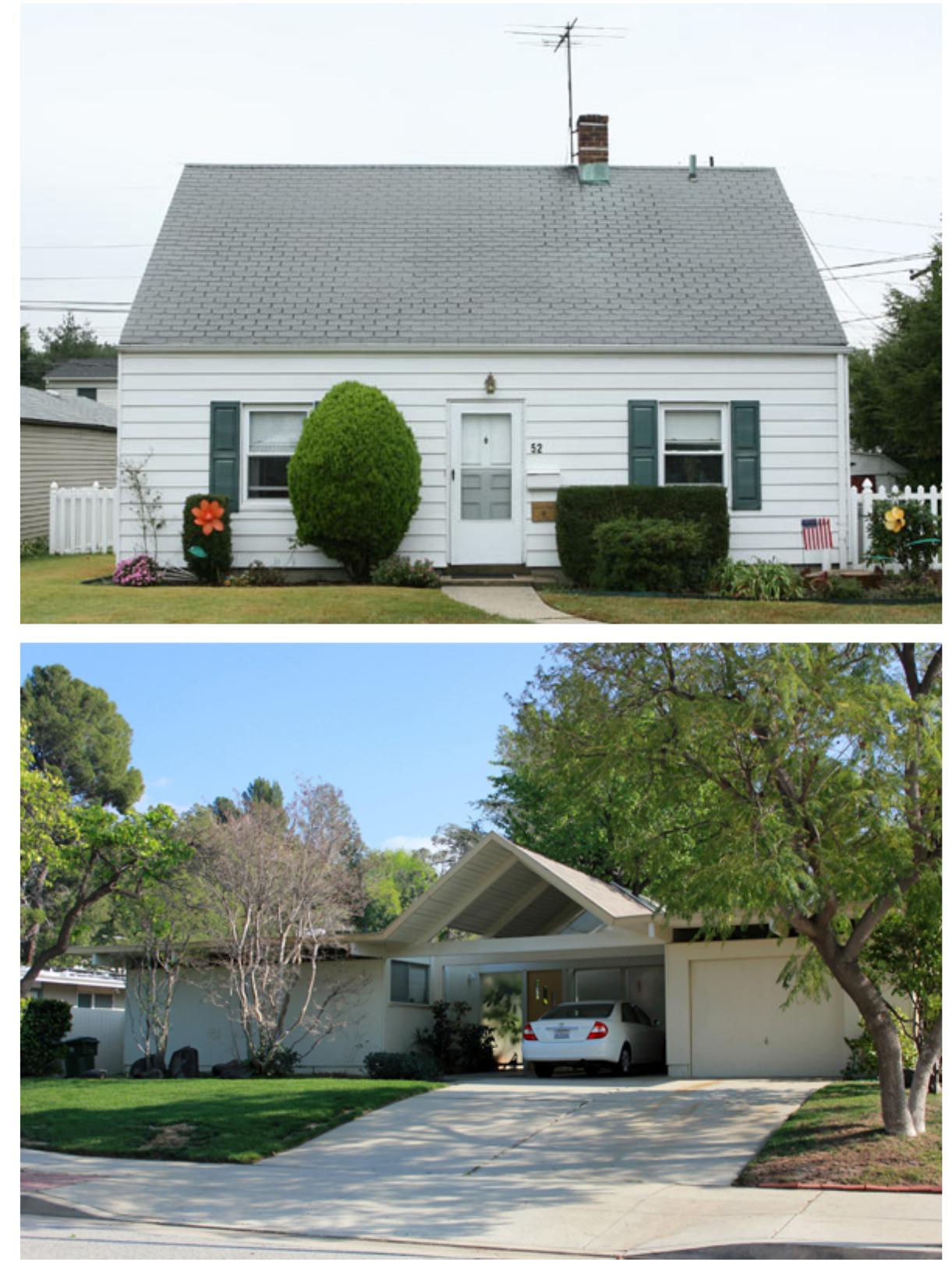 Levittown house (top) and eichler house (bottom). photo