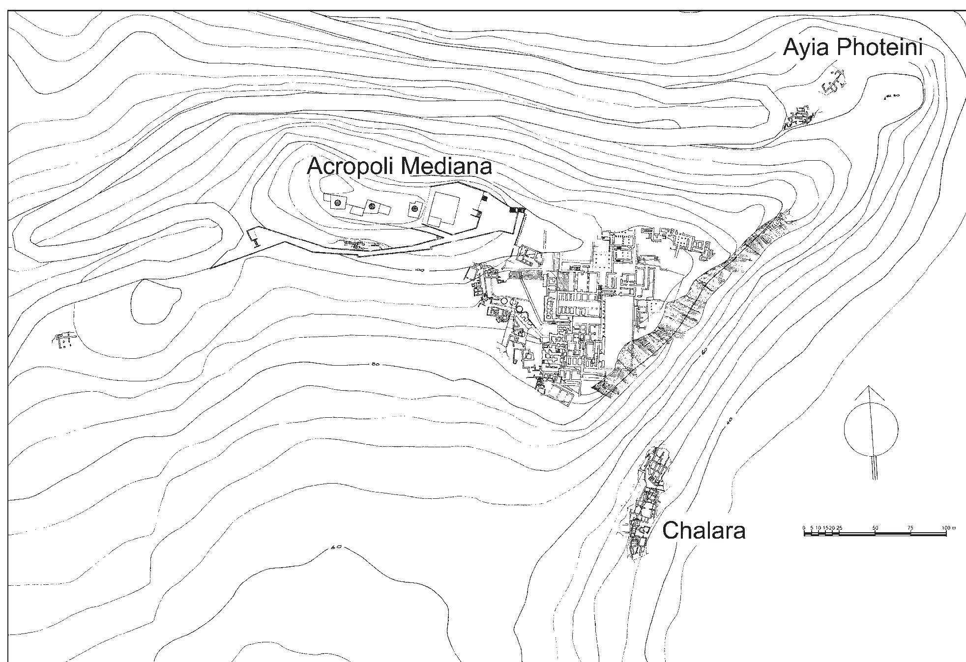 1. plan of the settlement of phaistos showing the location