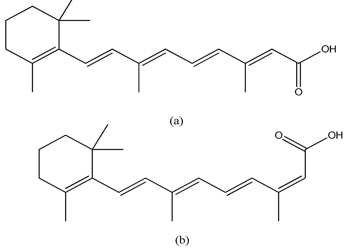 Chemical structure of (a) tretinoin and (b) isotretinoin the