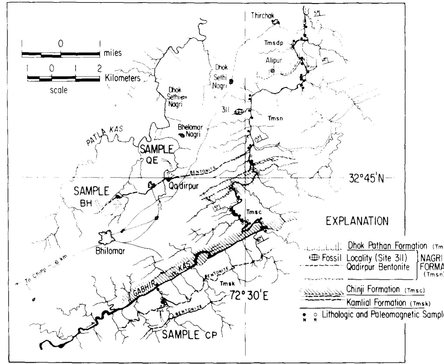 Schematic geologic and location map of the siwalik group