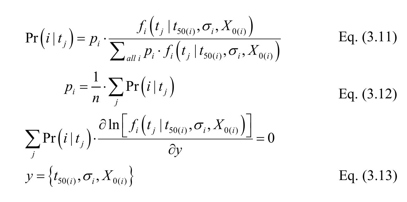 Symbol y in eq. 3.13 represents either t59, o or xo as