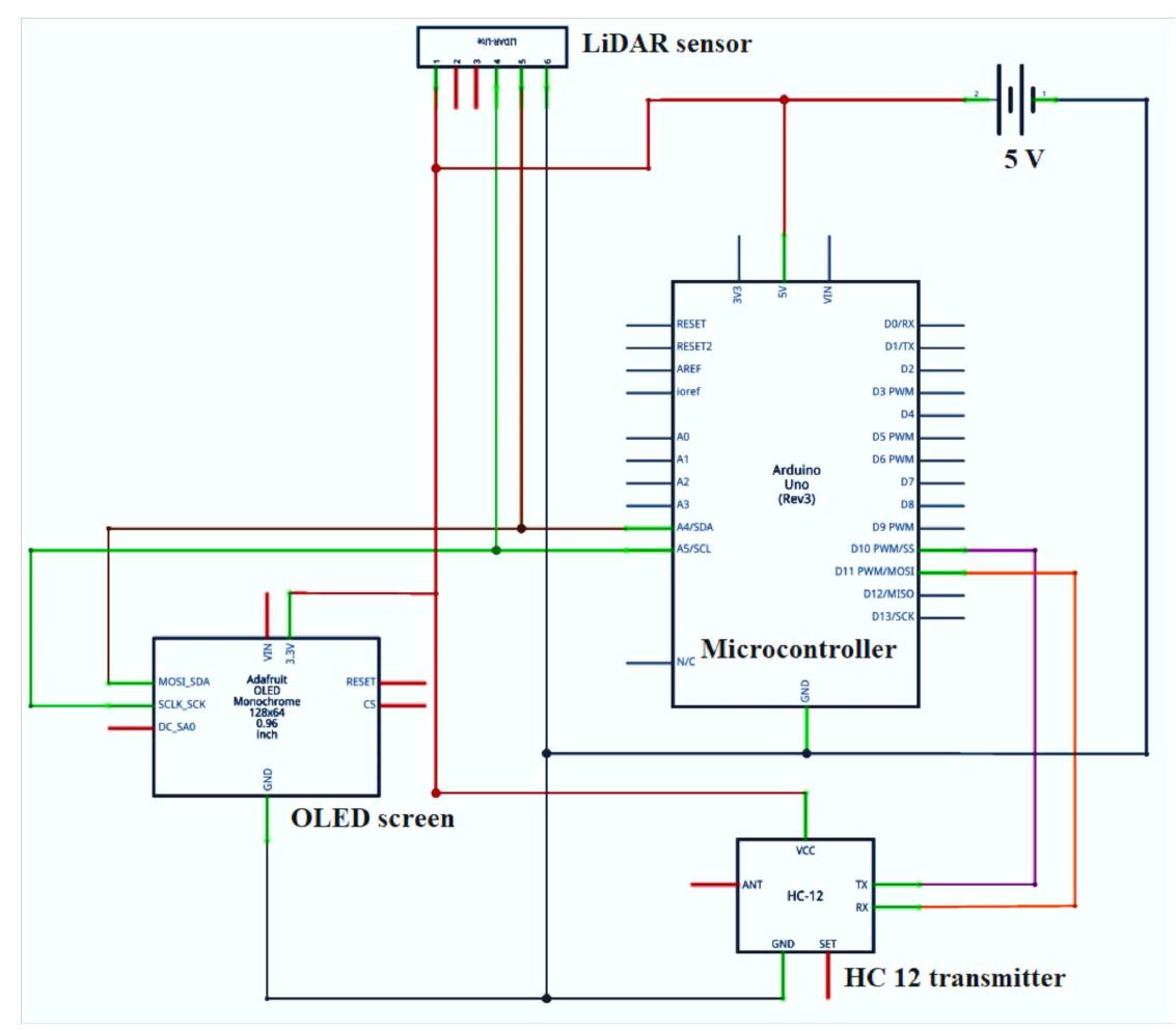 Circuit diagram for lidar distance sensor.