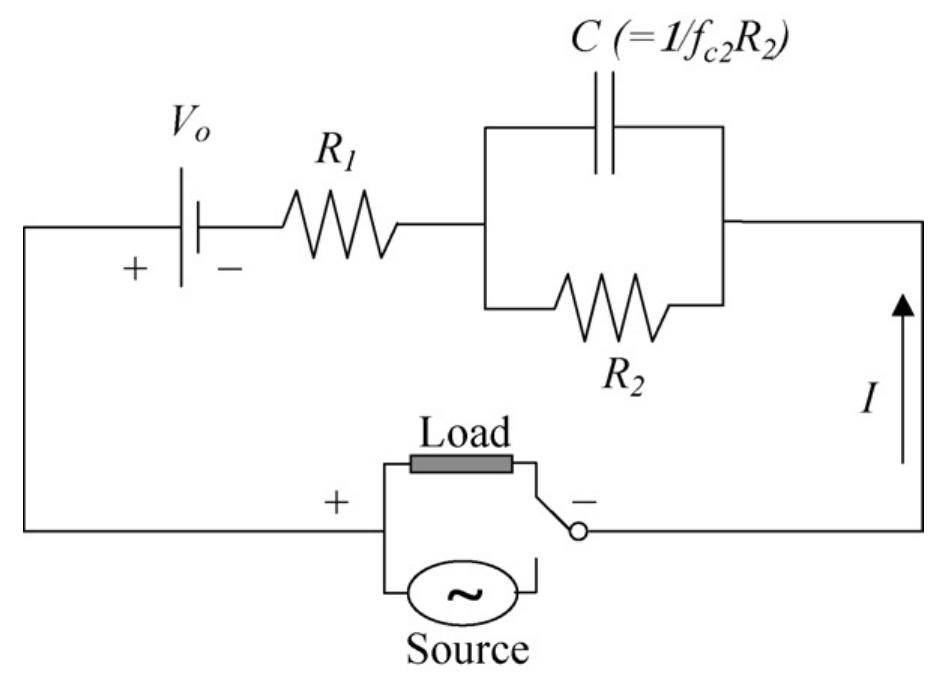 Schematic of the equivalent circuit model (ecm) used in this