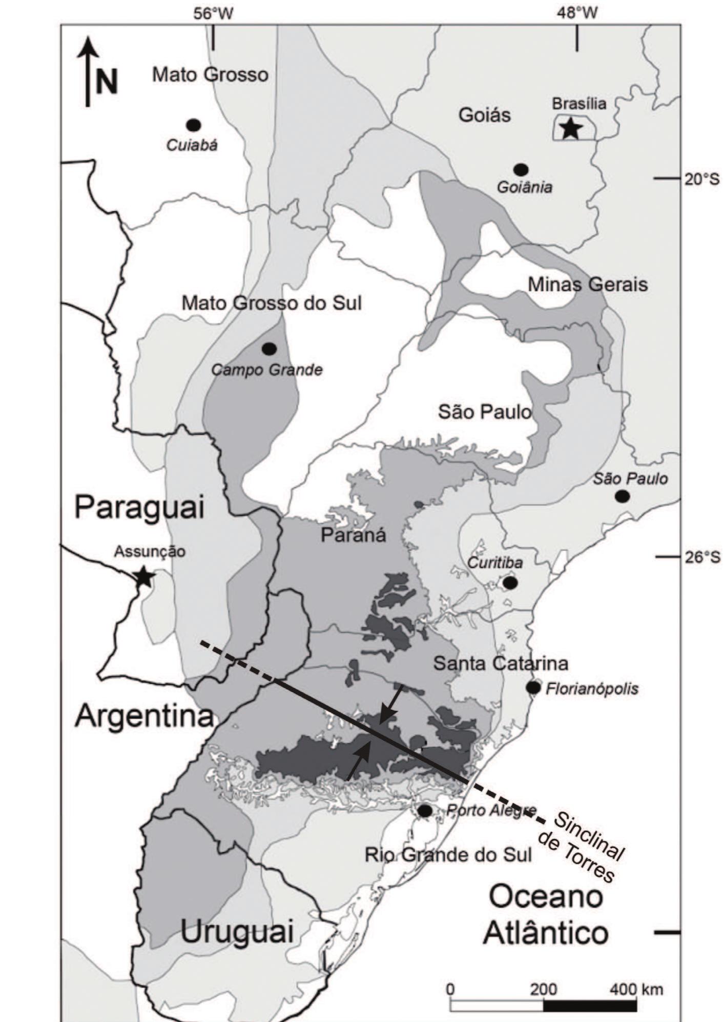 geologic map of the parana basin, focusing on the torres