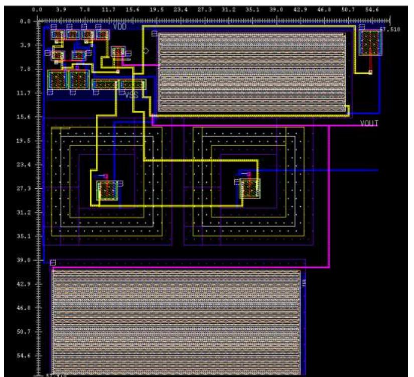 Die layout of the comparator without pads the chip layout of