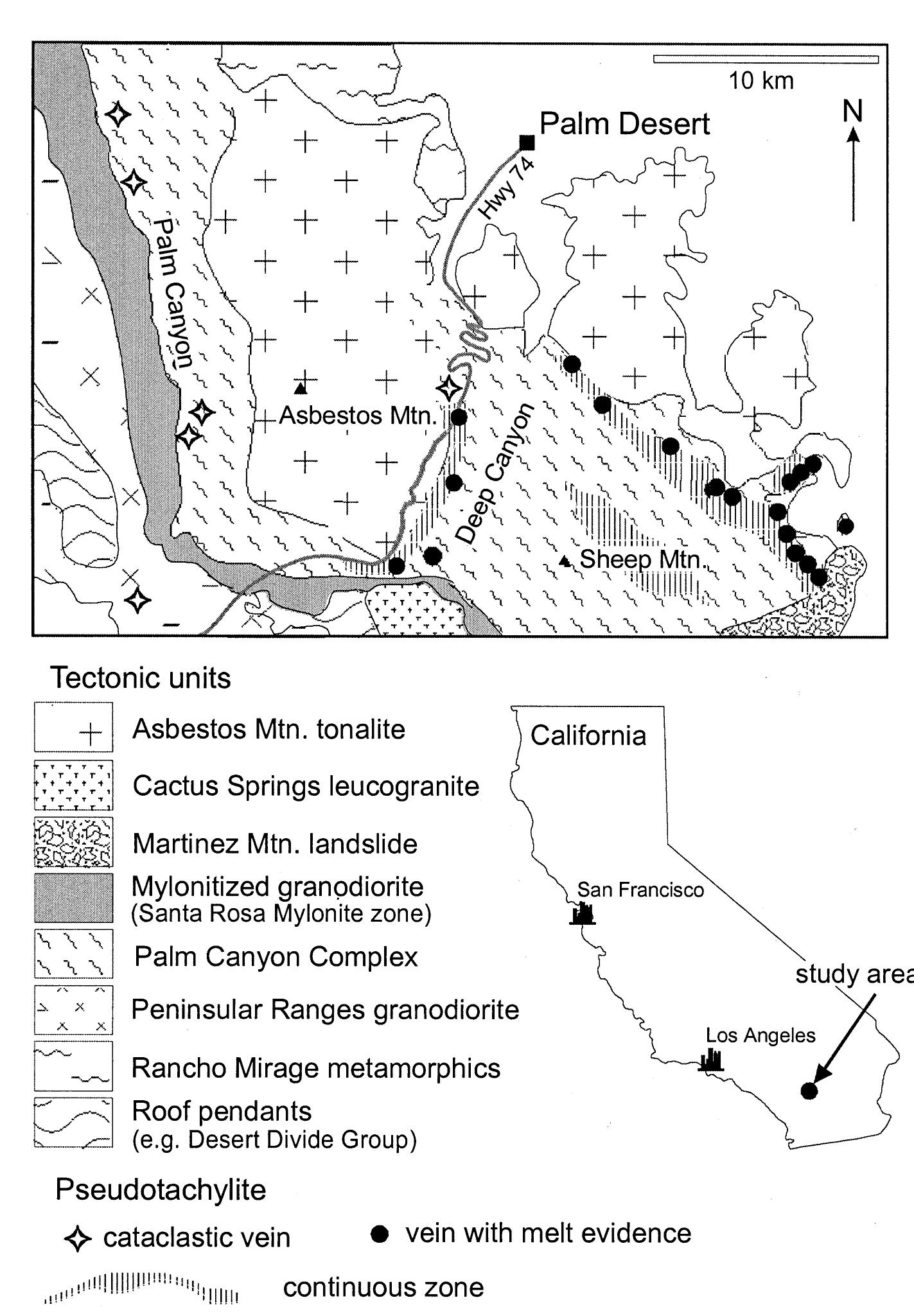 Generalized geological map of the palm canyon, deep canyon