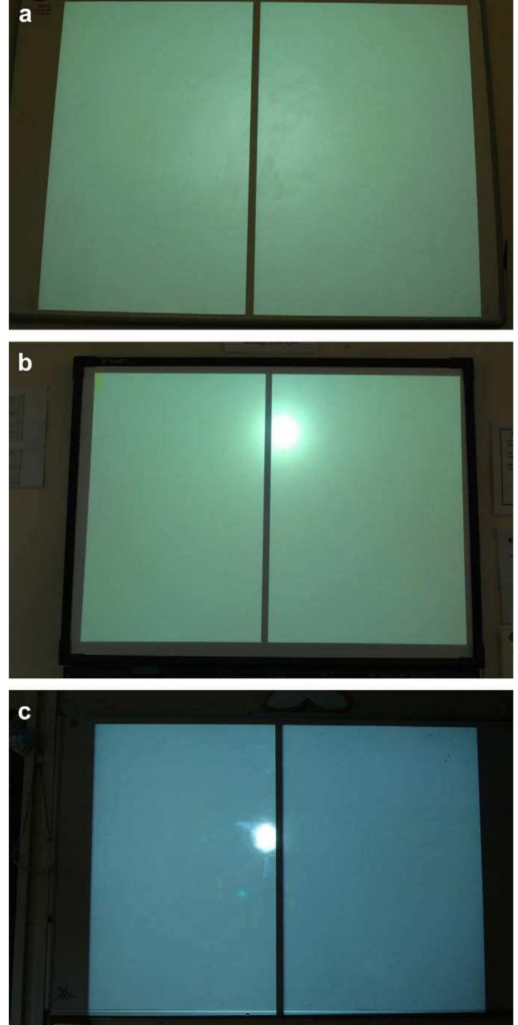 Glare spot on (a) brand 1 interactive whiteboard (with least